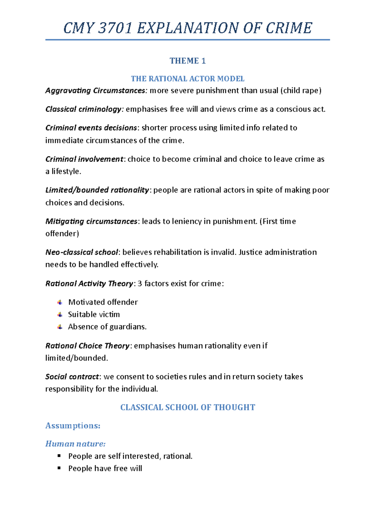 CMY 3701 Explanation OF Crime - CMY 3701 EXPLANATION OF CRIME THEME 1 ...