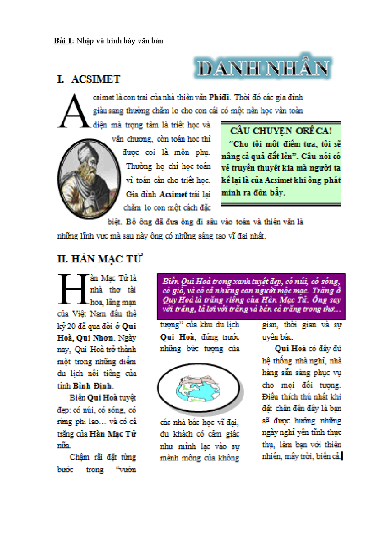 Doc1 - gjjjj - GDL-01 - Bài 1 : Nhập và trình bày văn bản - Studocu