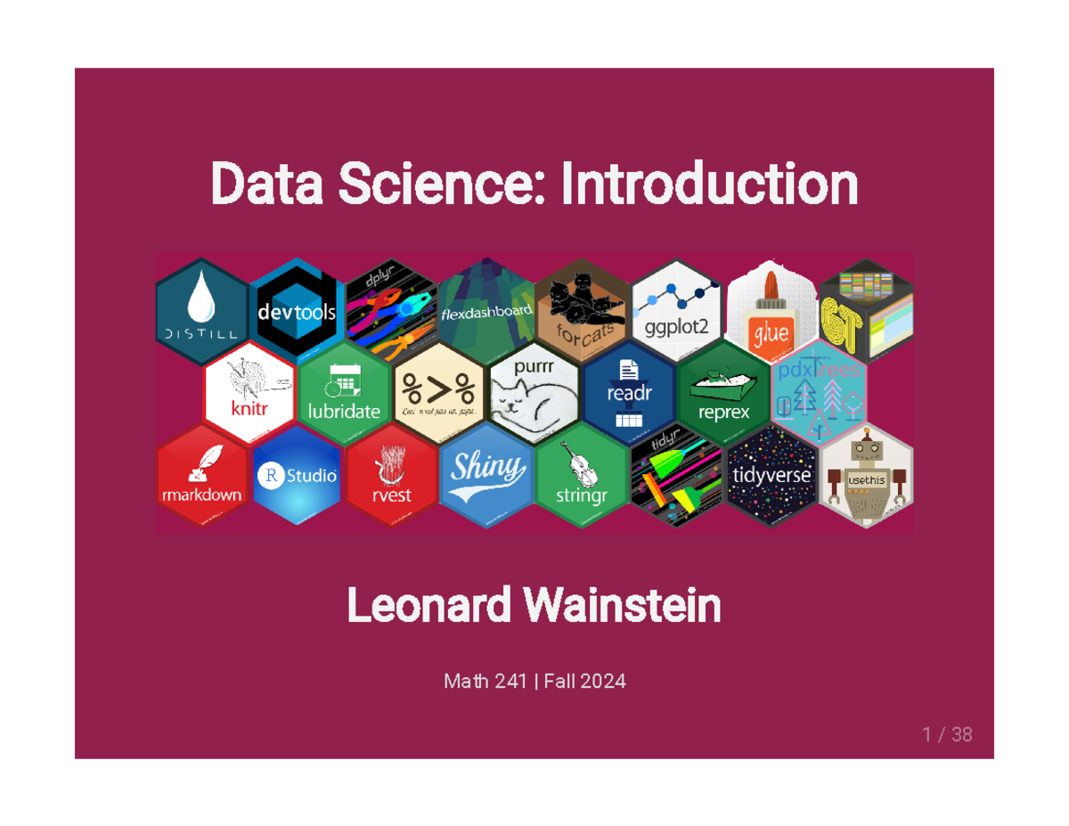 01 Intro Data Science - Data Science: IntrData Science: Introductionoduction LeonarLeonard Wd ...