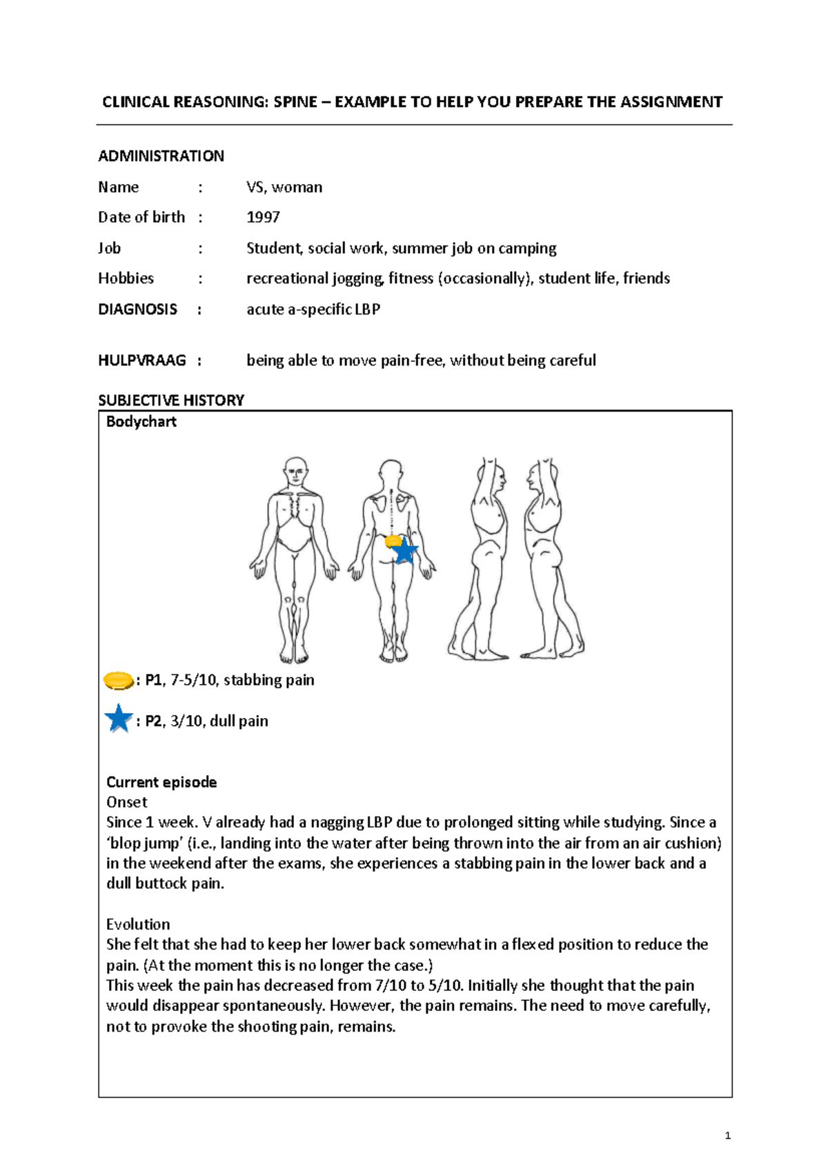 Clinical Reasoning Spine Example - CLINICAL REASONING: SPINE – EXAMPLE ...