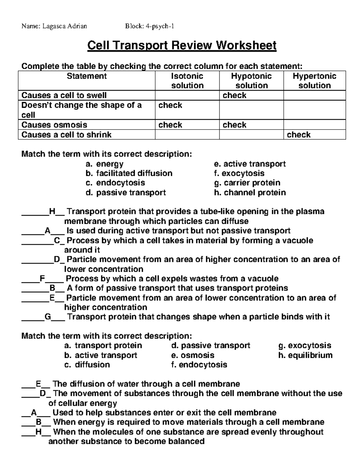 Midterm Assignment #1 - Name: Lagasca Adrian Block: 4 - psych- 1 Cell ...