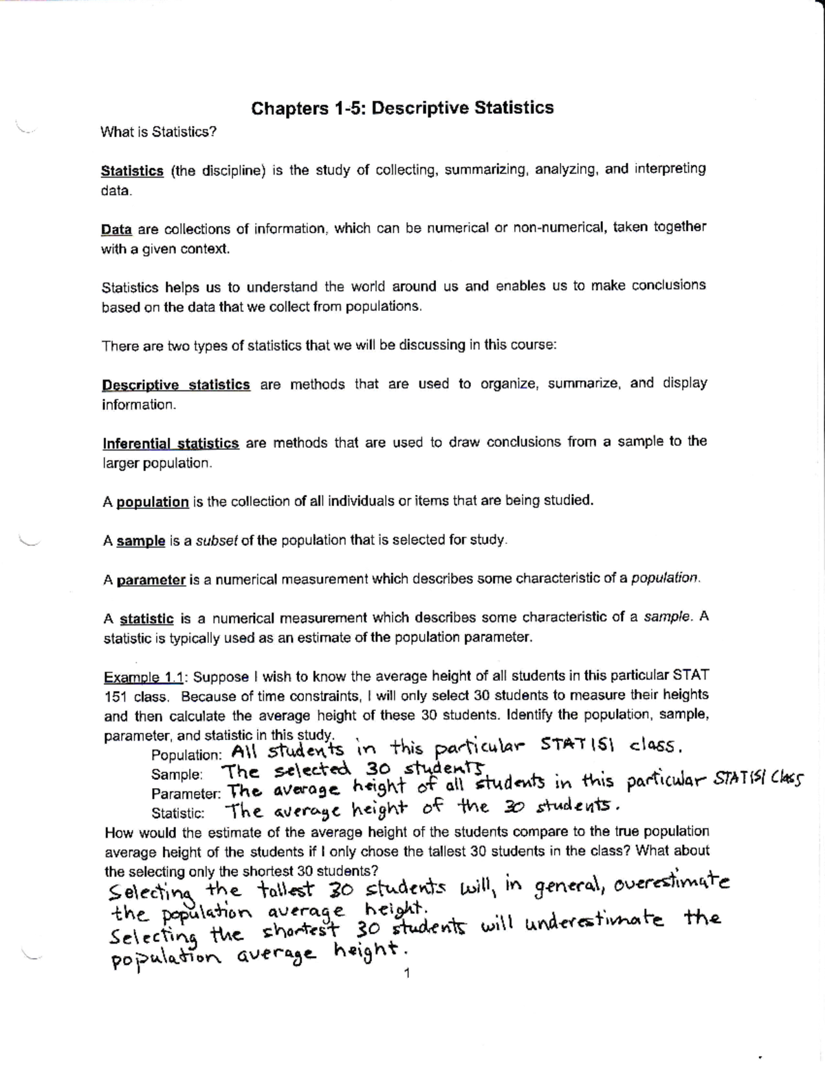 02 Chapters 1-5 Descriptive Statistics Completed - Ghapters 1 -5 ...