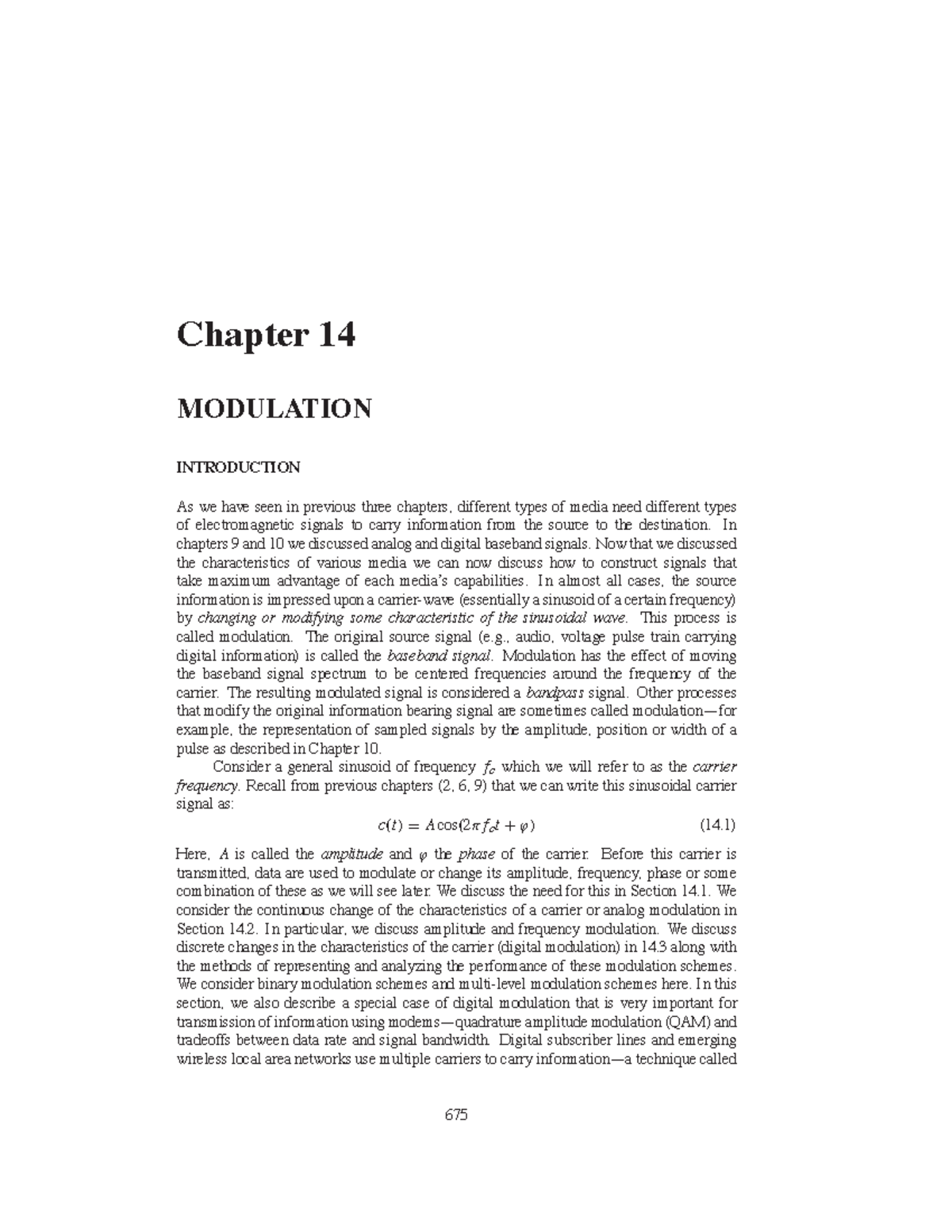Modulation - Good - Chapter 14 MODULATION INTRODUCTION As we have seen ...
