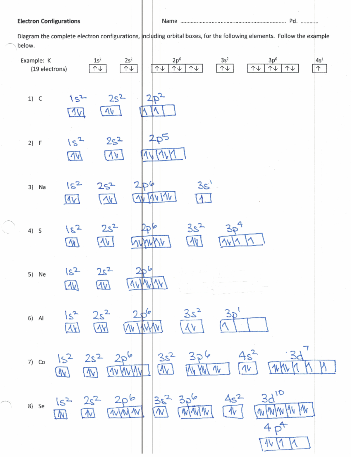 Electron configuraion WS KEY - CHM 2045 - Studocu