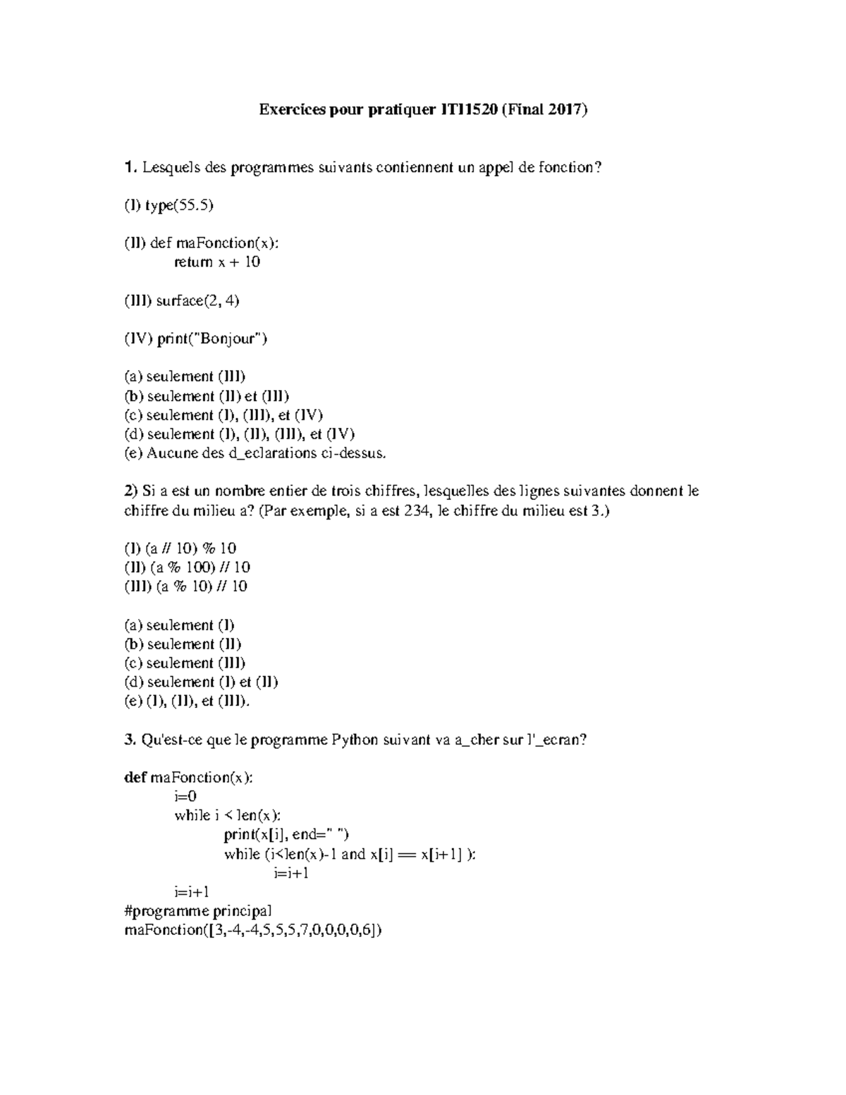 Final 2017 Practice ENG CSI2110 Exam - CSI2110 - uOttawa - Studocu