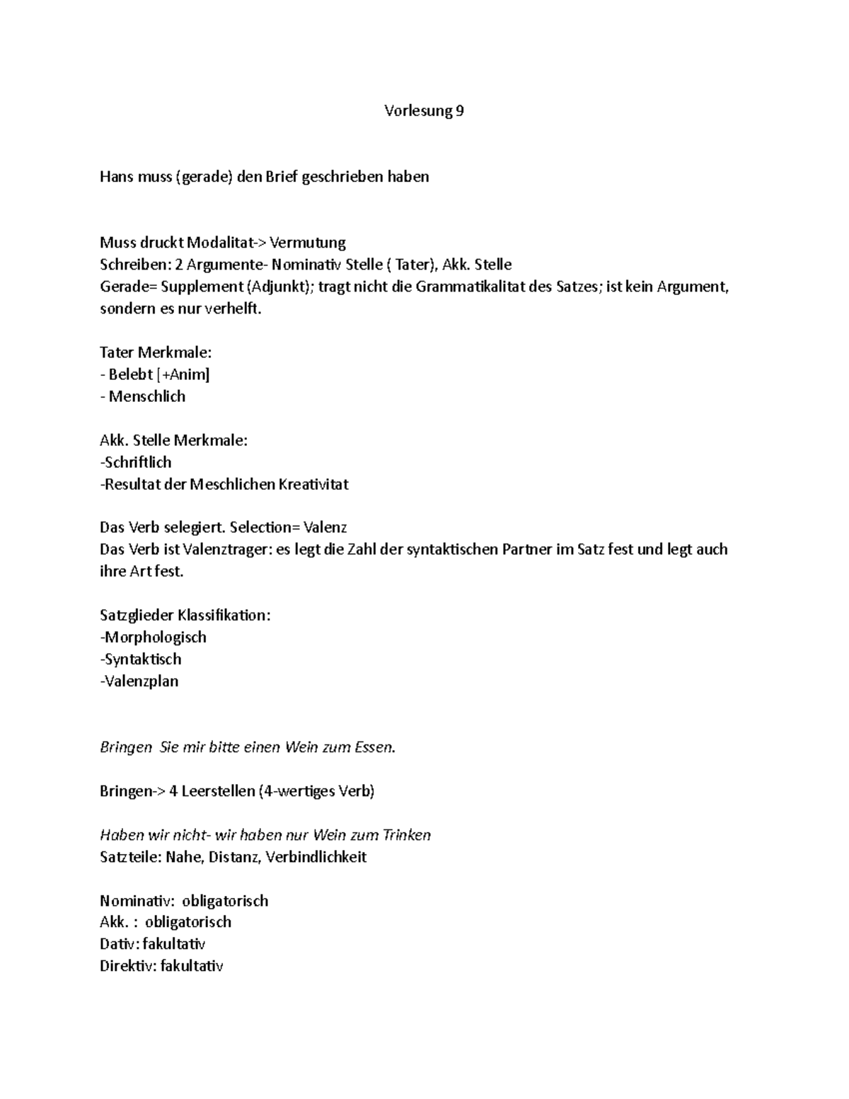 Linguistik 9 - Structura limbii Germane, anul 2 (Germana A/ B avansati ...