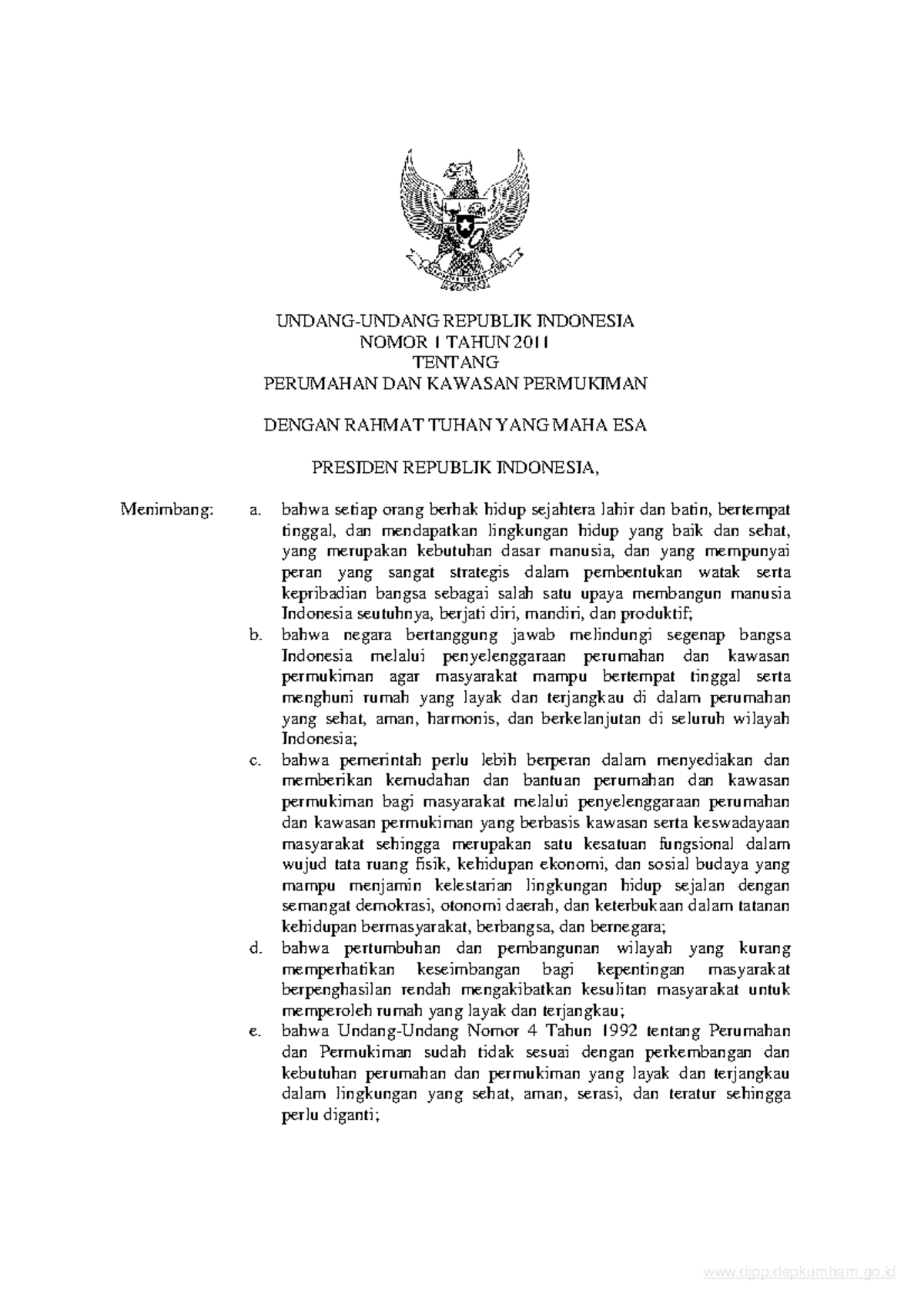Uu no 1 tahun 2011 - peraturan perundang-undangan - UNDANG-UNDANG ...