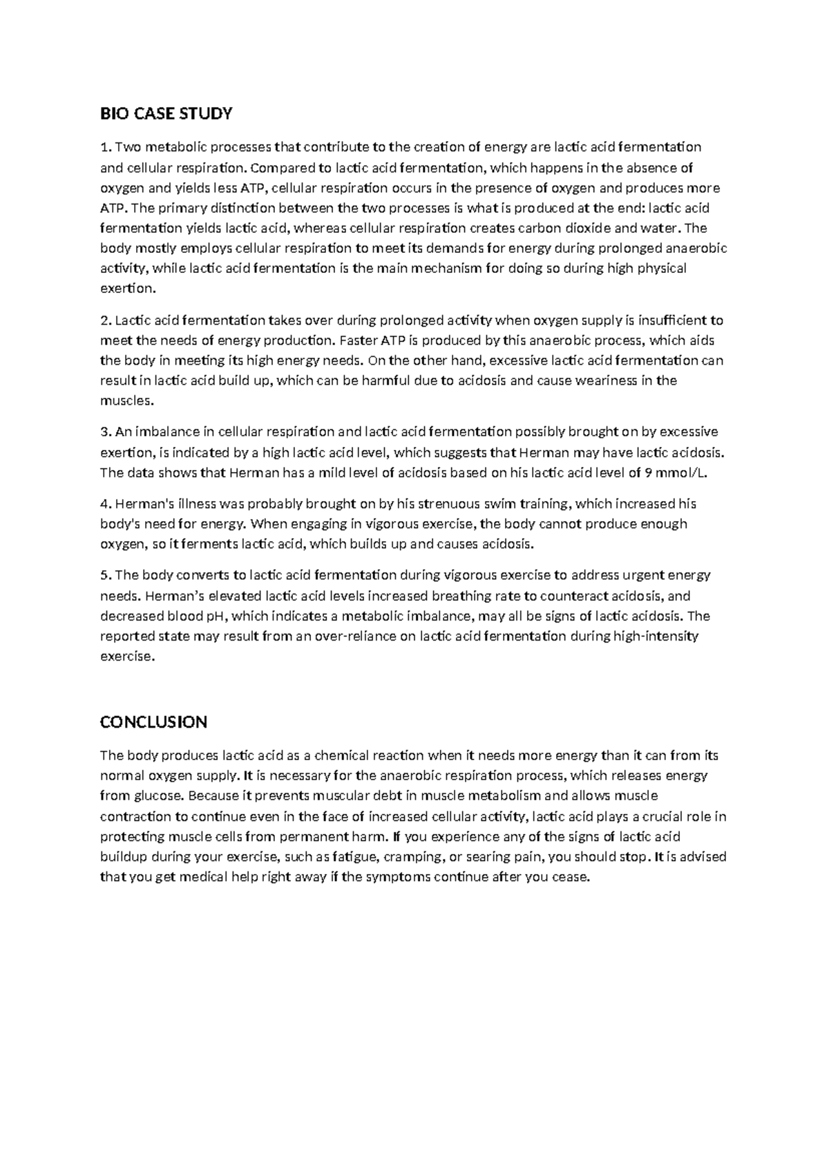 Bio case study - good - BIO CASE STUDY 1. Two metabolic processes that contribute to the ...