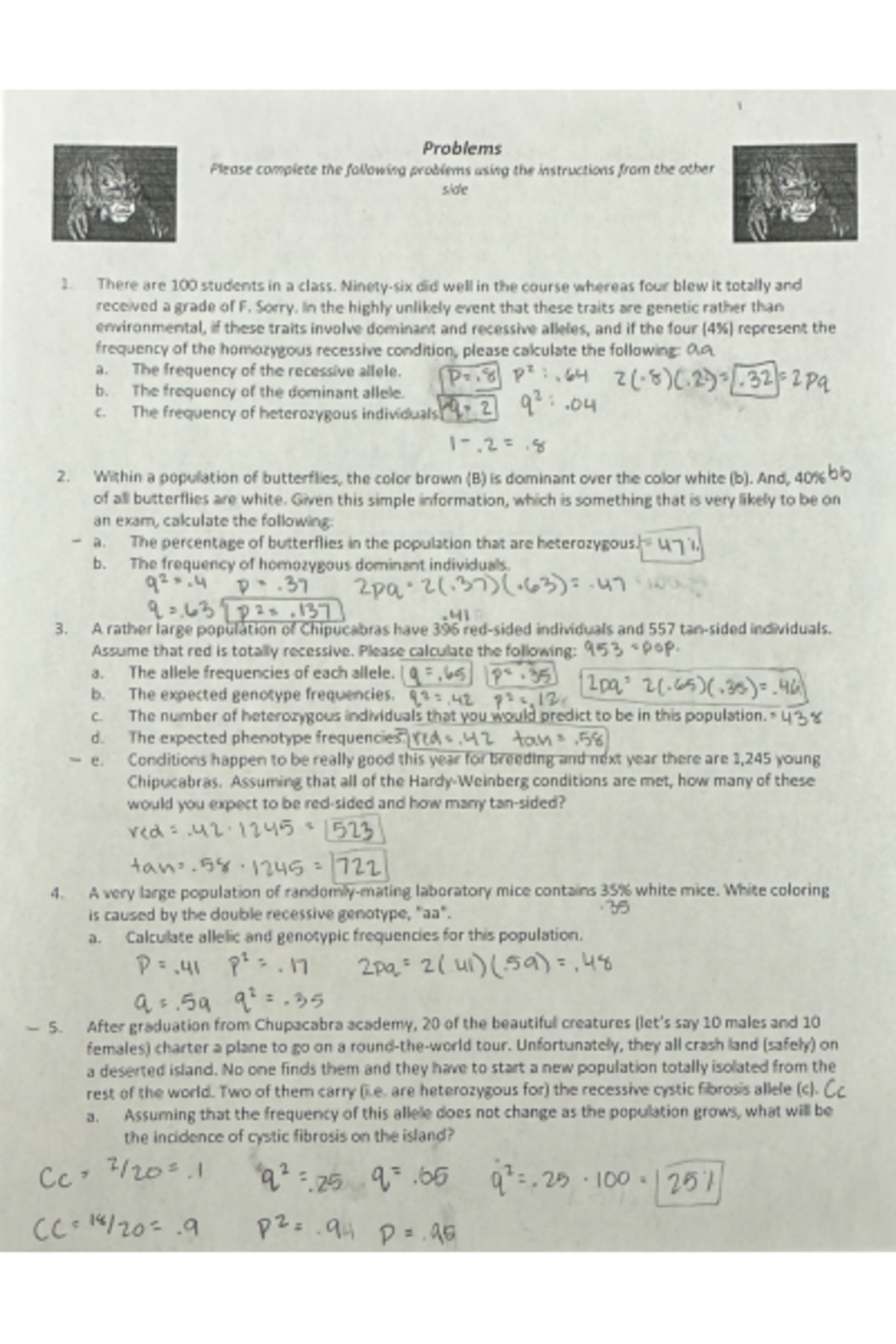 Hardy-weinberg problems - Studocu