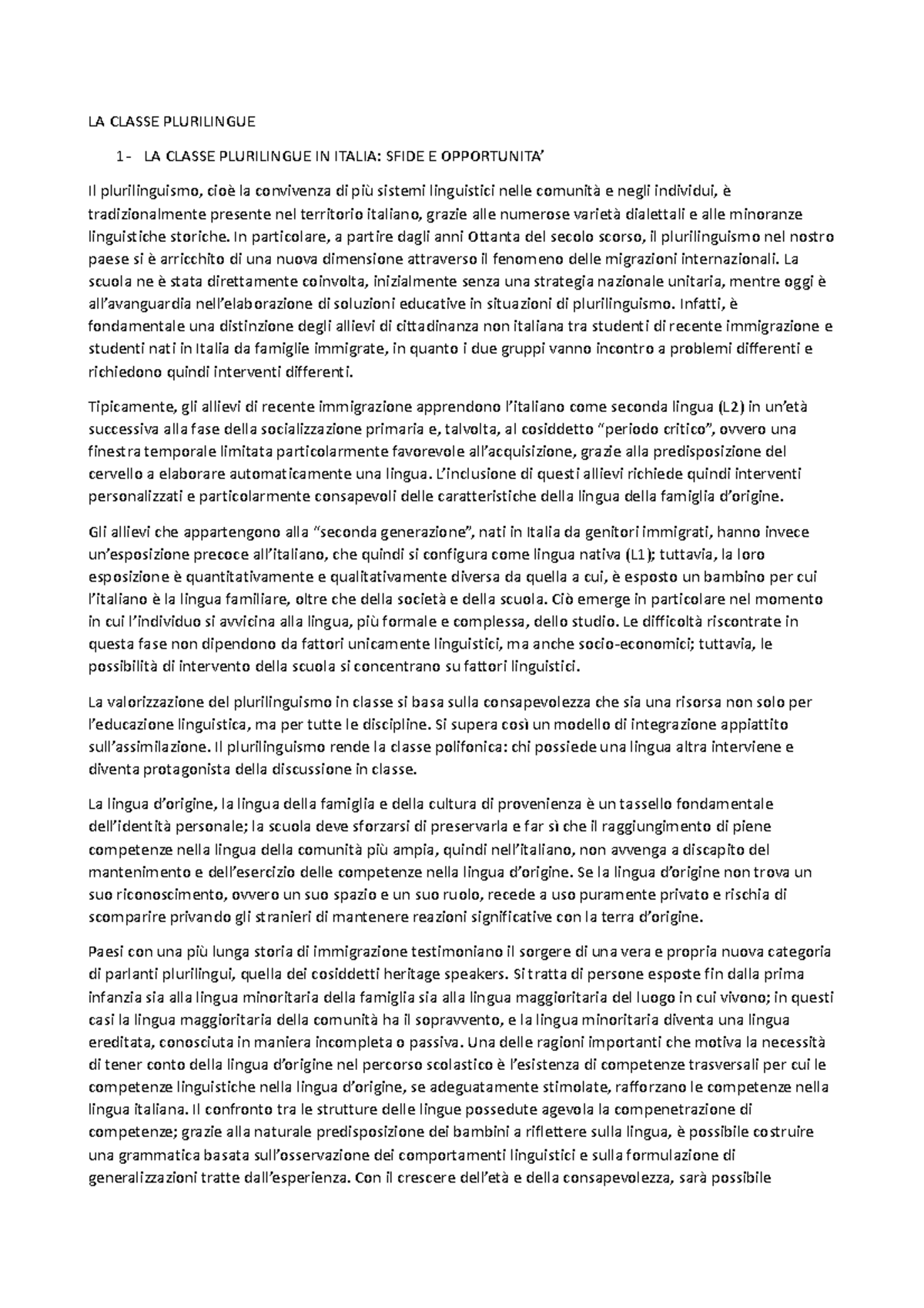 LA Classe Plurilingue - LA CLASSE PLURILINGUE 1- LA CLASSE PLURILINGUE ...