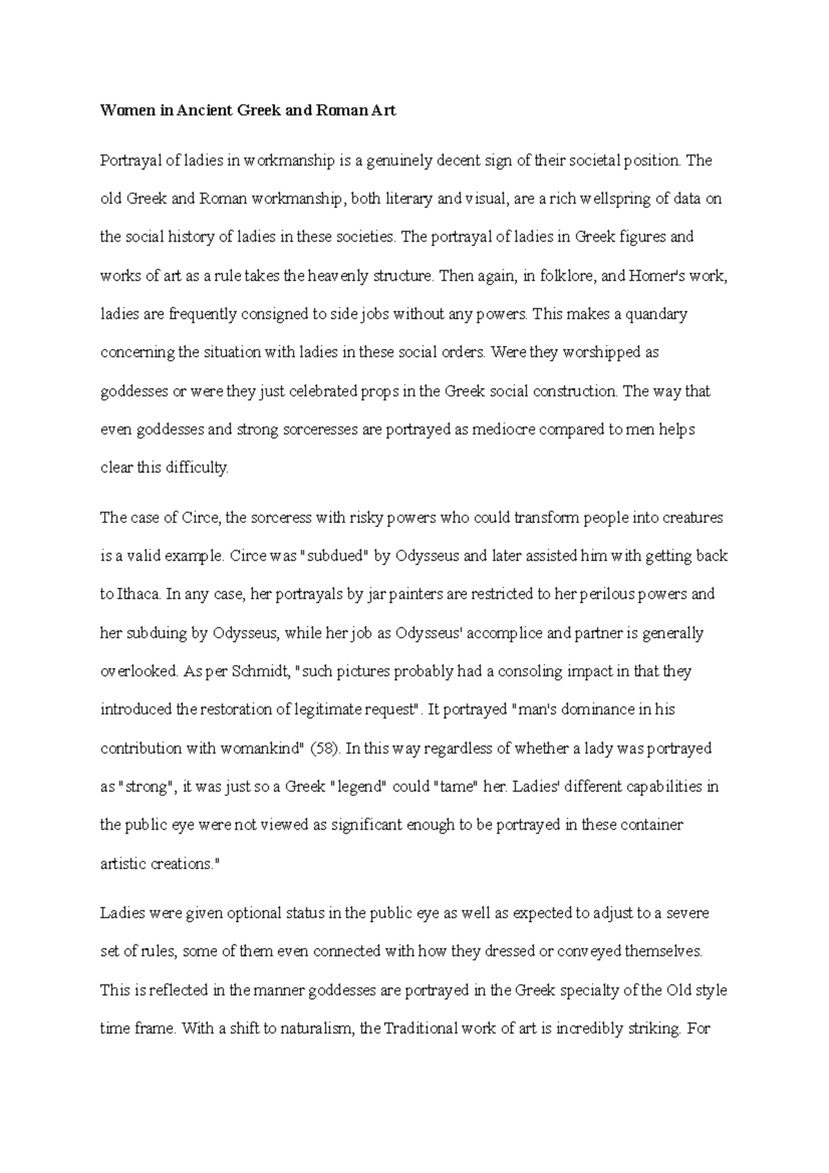 Women in Ancient Greek and Roman Art - Women in Ancient Greek and Roman ...