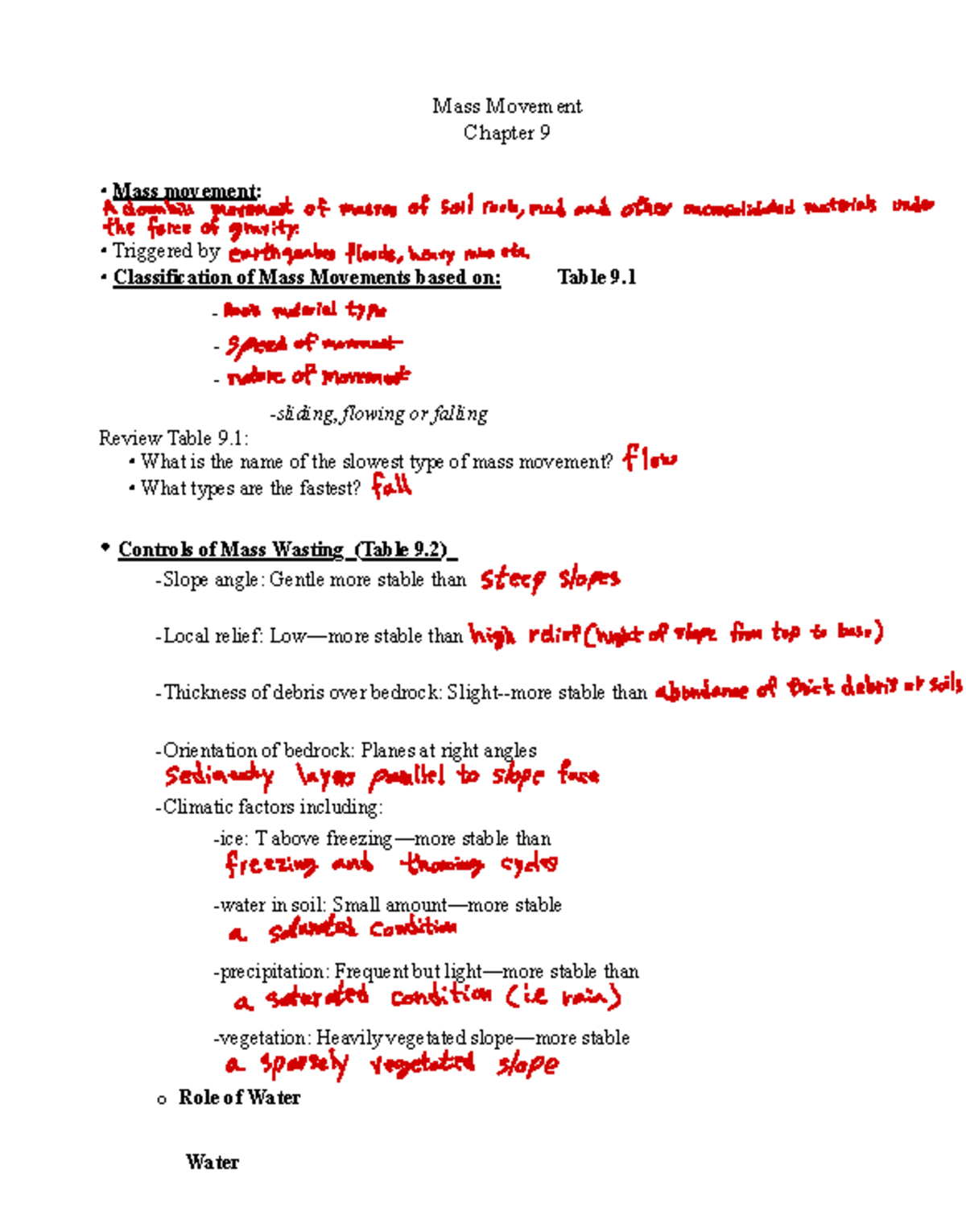 Ch - The - Mass Movement Chapter 9 • Mass movement: • Triggered by ...