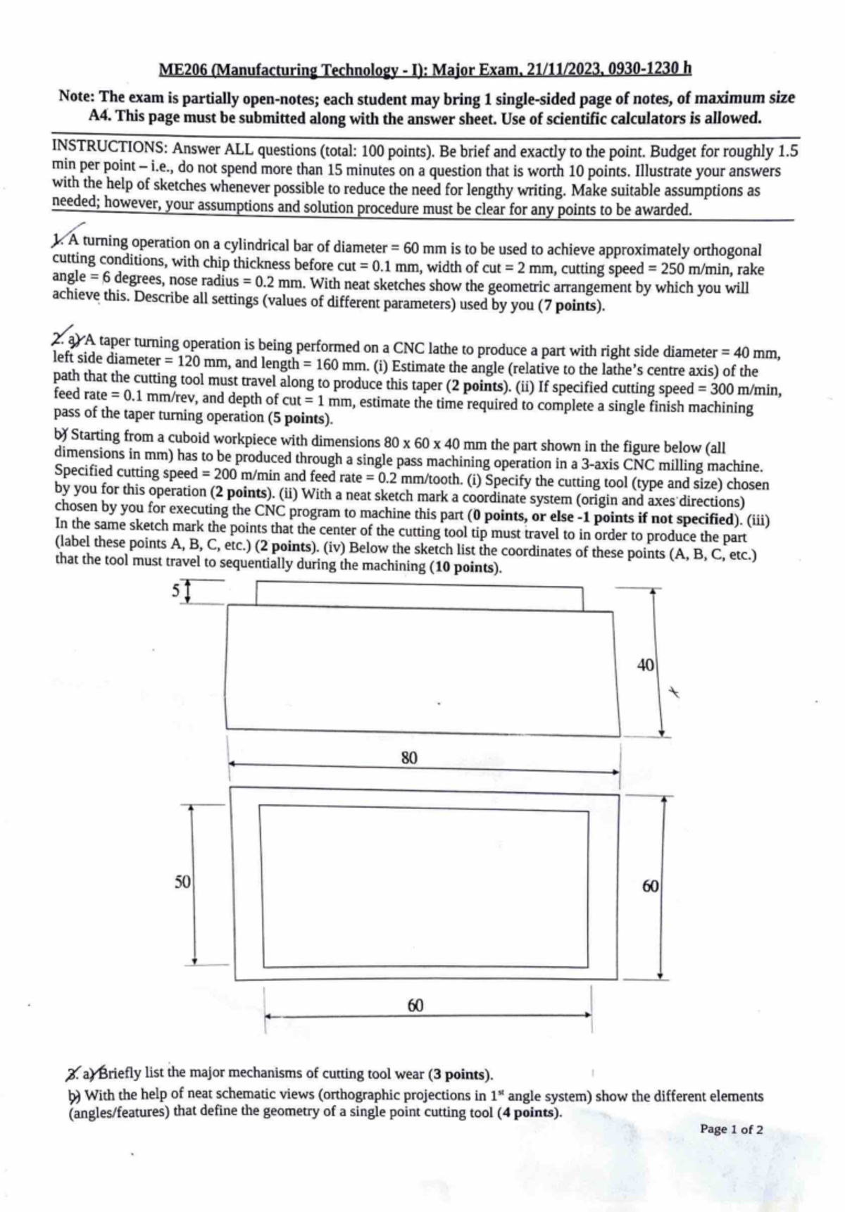 ME206 Endsem - KUCH KUCH PADA DO - ME206 (Manufacturini TechnoloiY - I ...