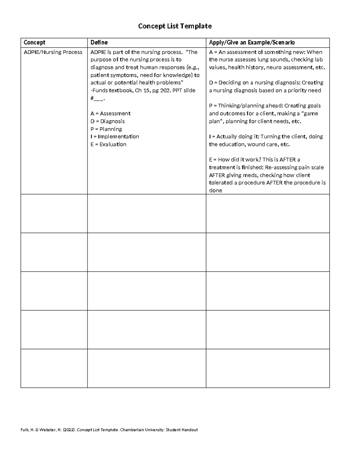 Concept List template - good outlook - Concept List Template Concept ...