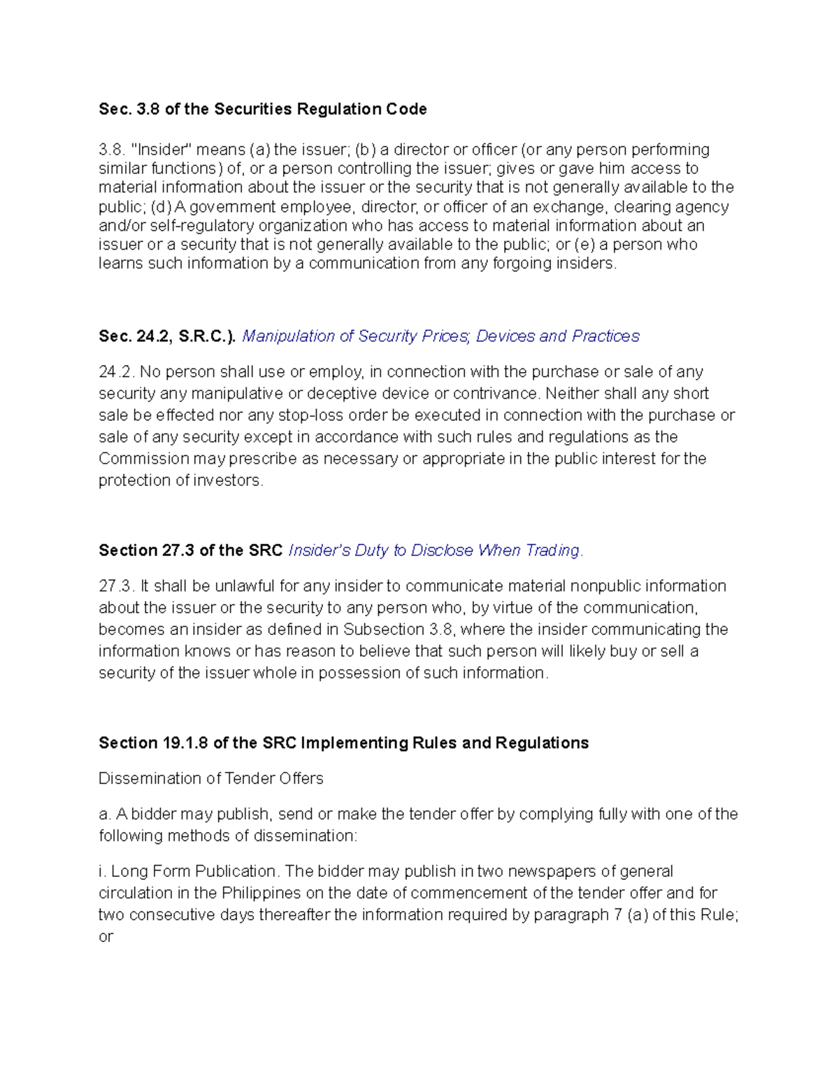SRC Sec3- 27 - notes - Sec. 3 of the Securities Regulation Code ...