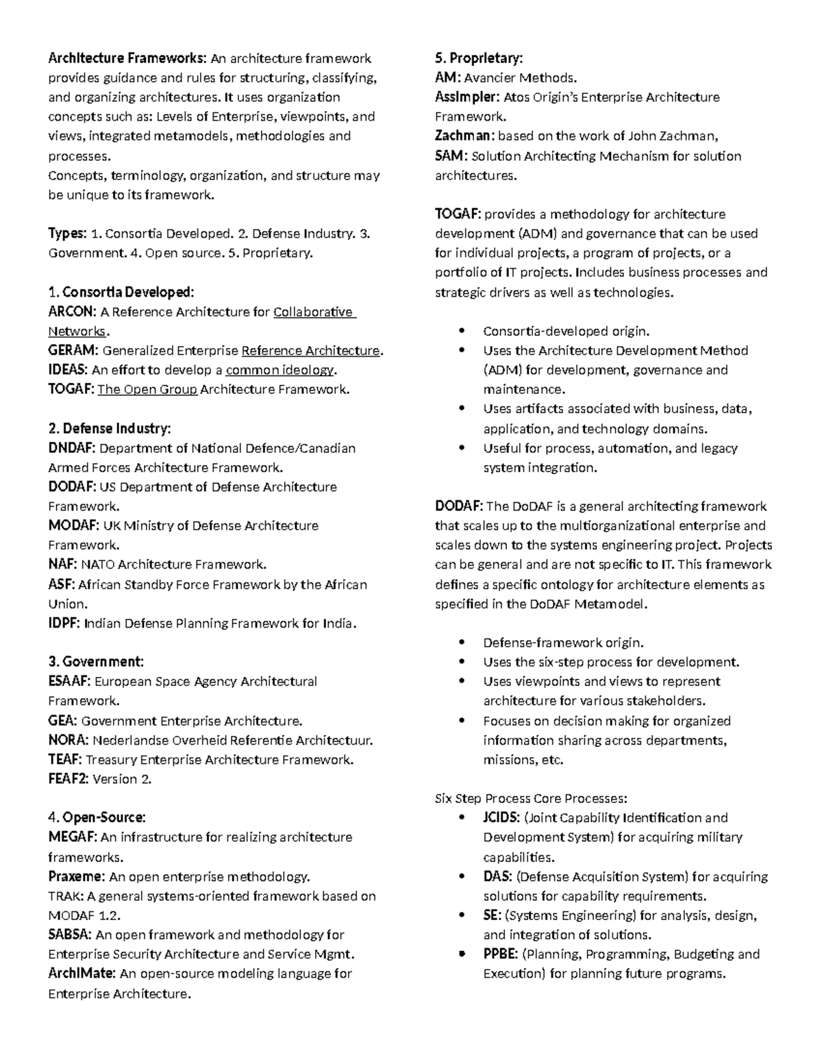 Bs Arch Quiz3Prep - Preparation for Quiz 3 - Architecture Frameworks ...