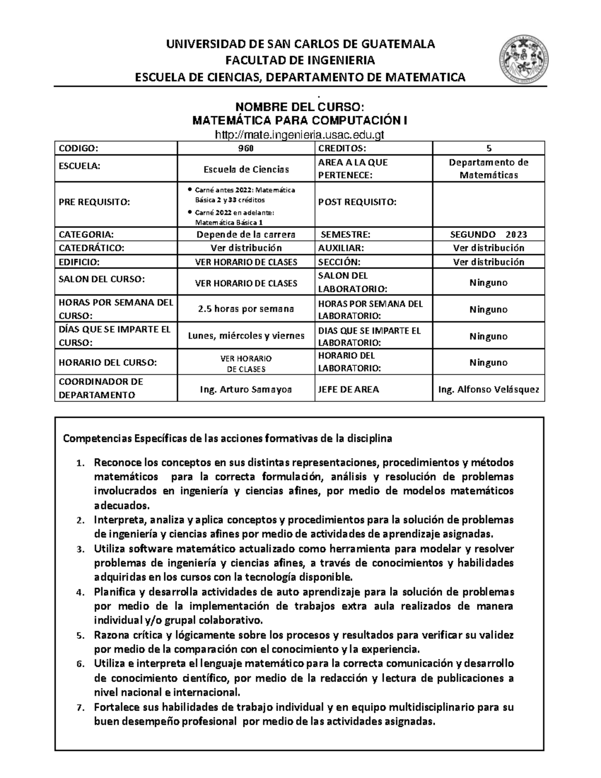 Guía programática del curso - FACULTAD DE INGENIERIA ESCUELA DE ...