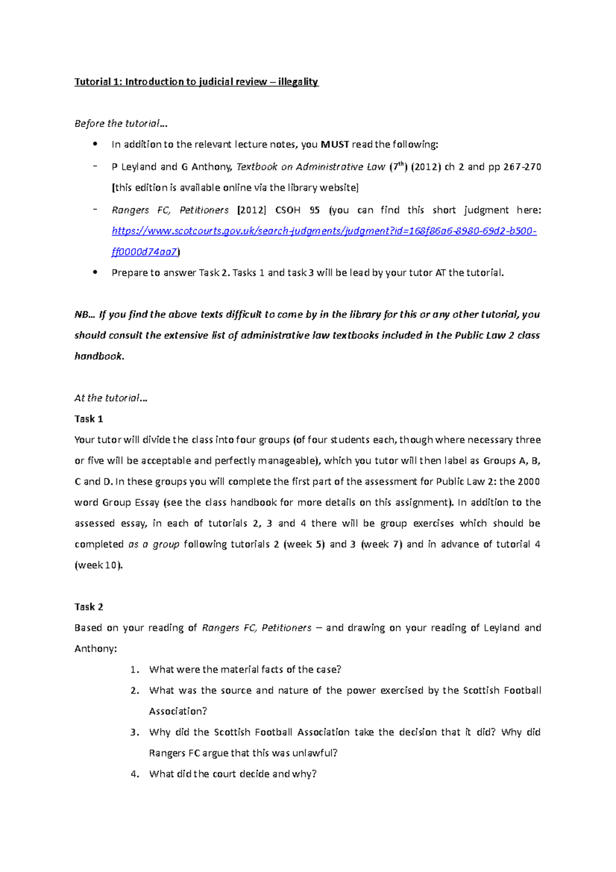 PL2 tut 1 - mostly summarised - Tutorial 1: Introduction to judicial ...
