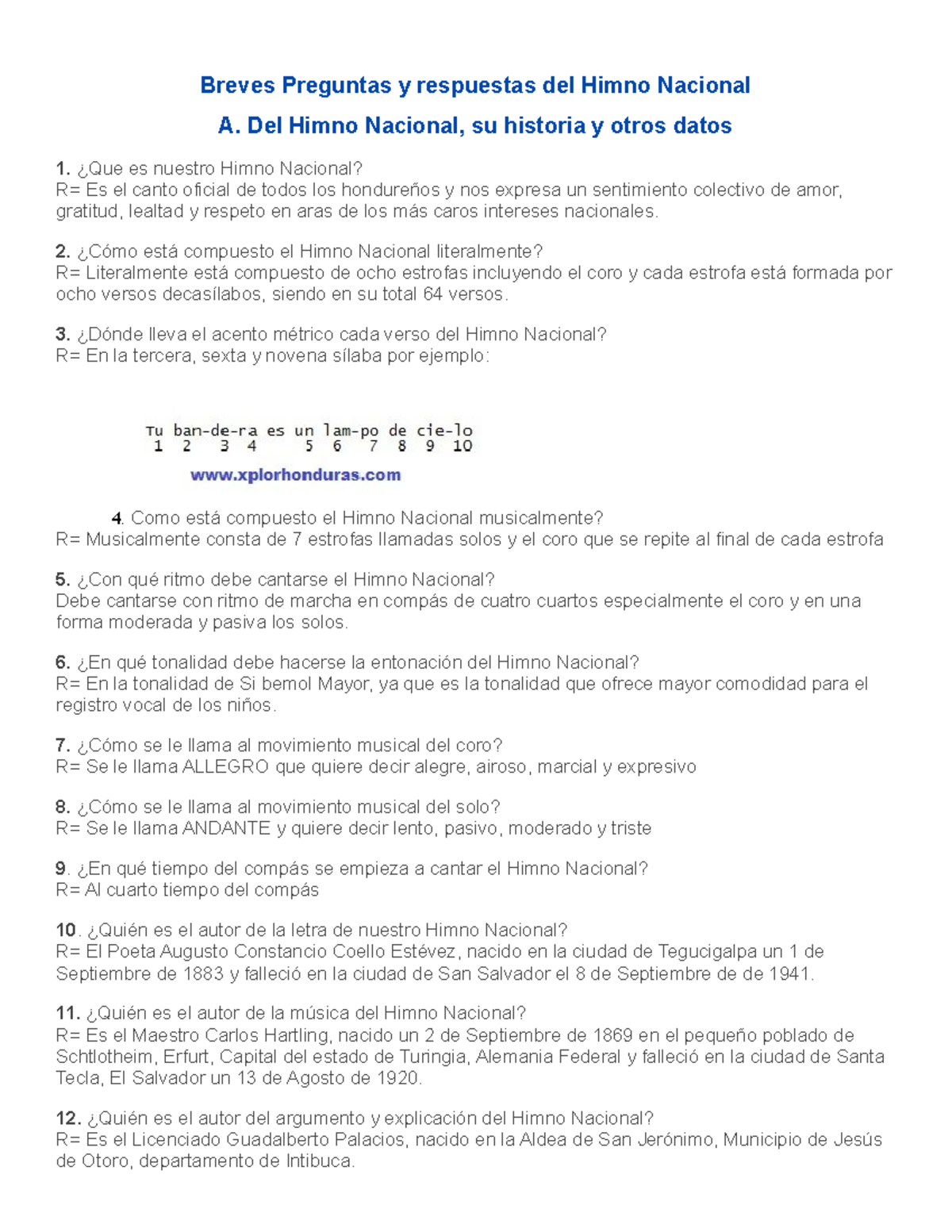 sutjsiyjdujtsgyeay - Breves Preguntas y respuestas del Himno Nacional A. Del Himno Nacional, su ...