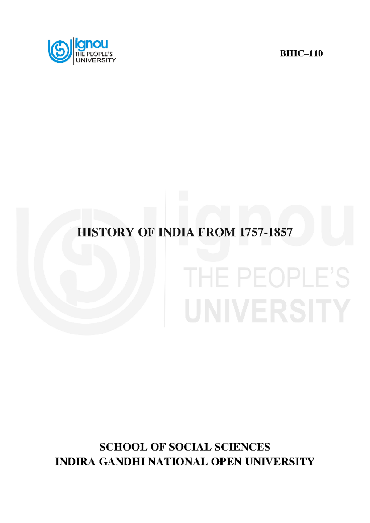 BHIC-110 History of India-VI (c. 1757-1857) - BHIC– 110 HISTORY OF ...