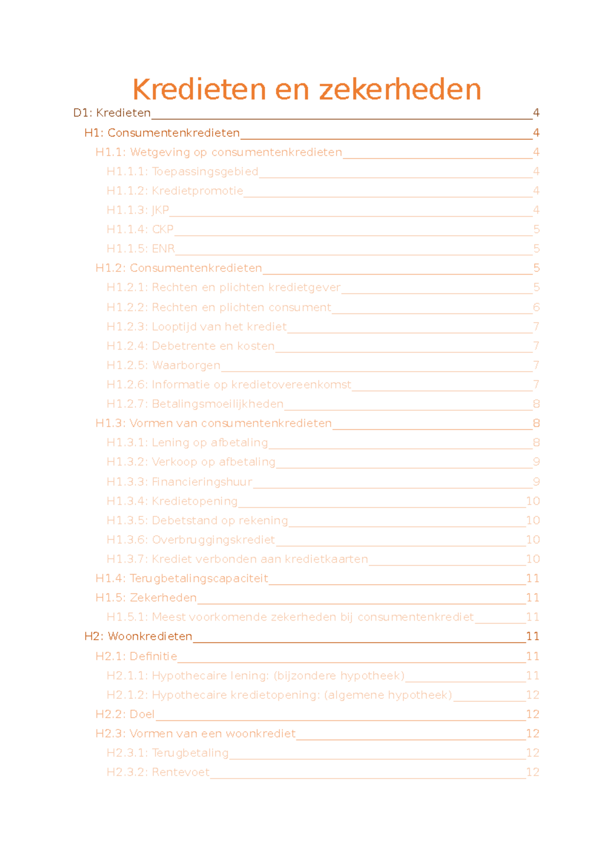 Samenvatting - Kredieten en zekerheden - Kredieten en zekerheden D1 ...