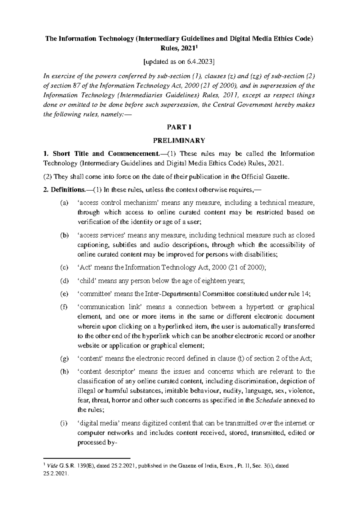 Information Technology (Intermediary Guidelines and Digital Media ...