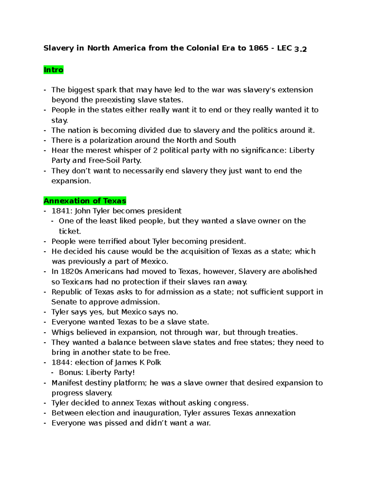 Lecture 3 - Slavery in North America from the Colonial Era to 1865 ...