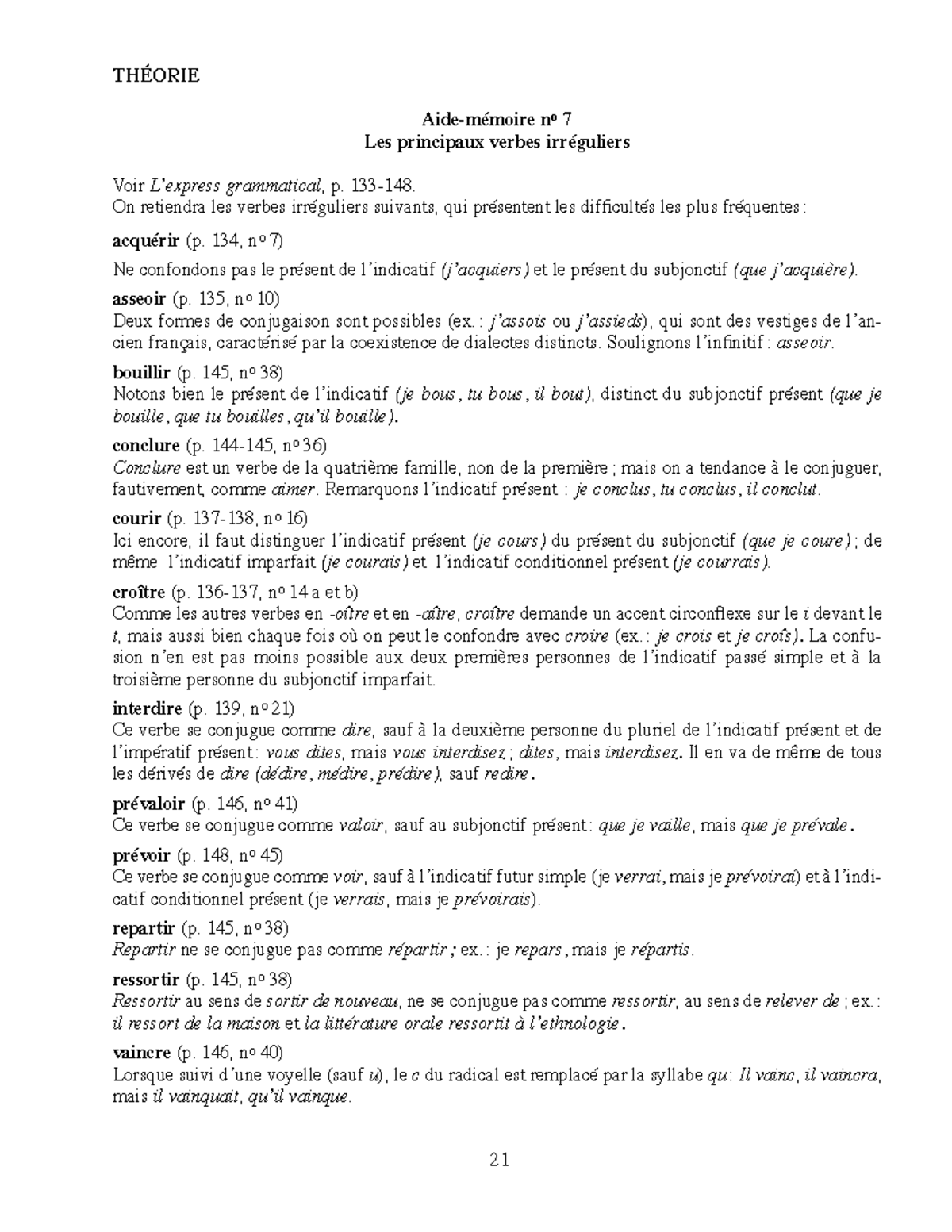 Aide-mémoire 7 - Aide-mémoire 7 module 10 Francais - THÉORIE Aide ...