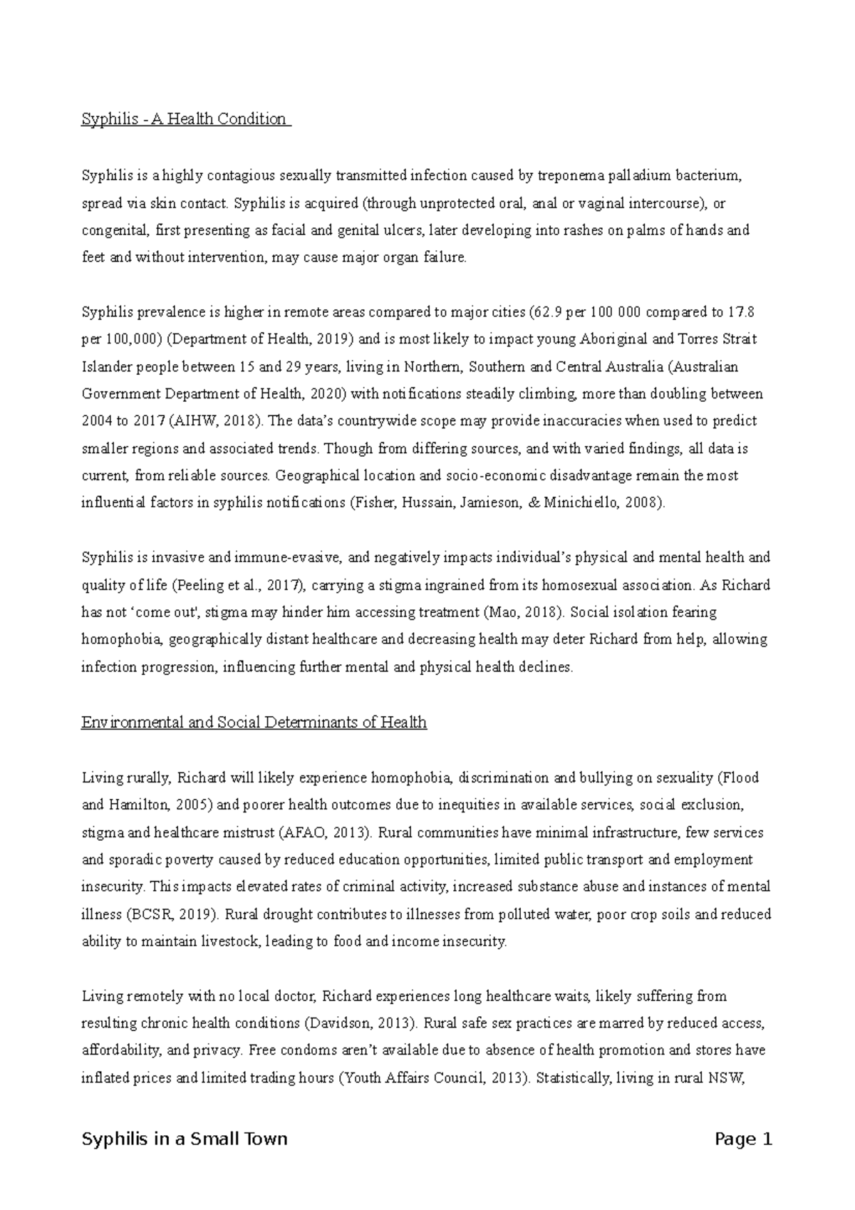 Case Study - Small Town - Public Health Example - Syphilis - A Health ...