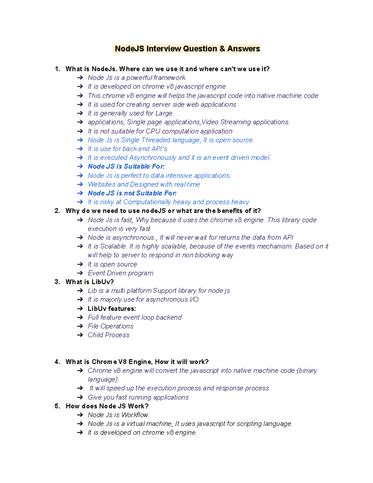 Node Js Interview Question And Answers What Is Nodejs Where Can We Use It And Where Cant We
