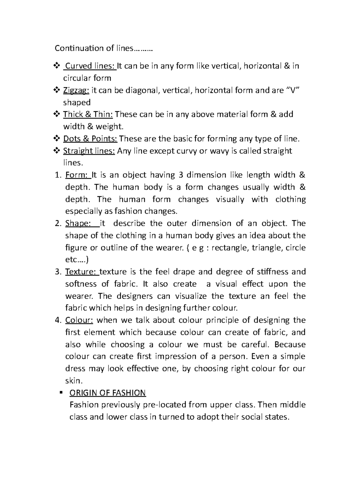 continuation of elements of designing - Continuation of lines ...