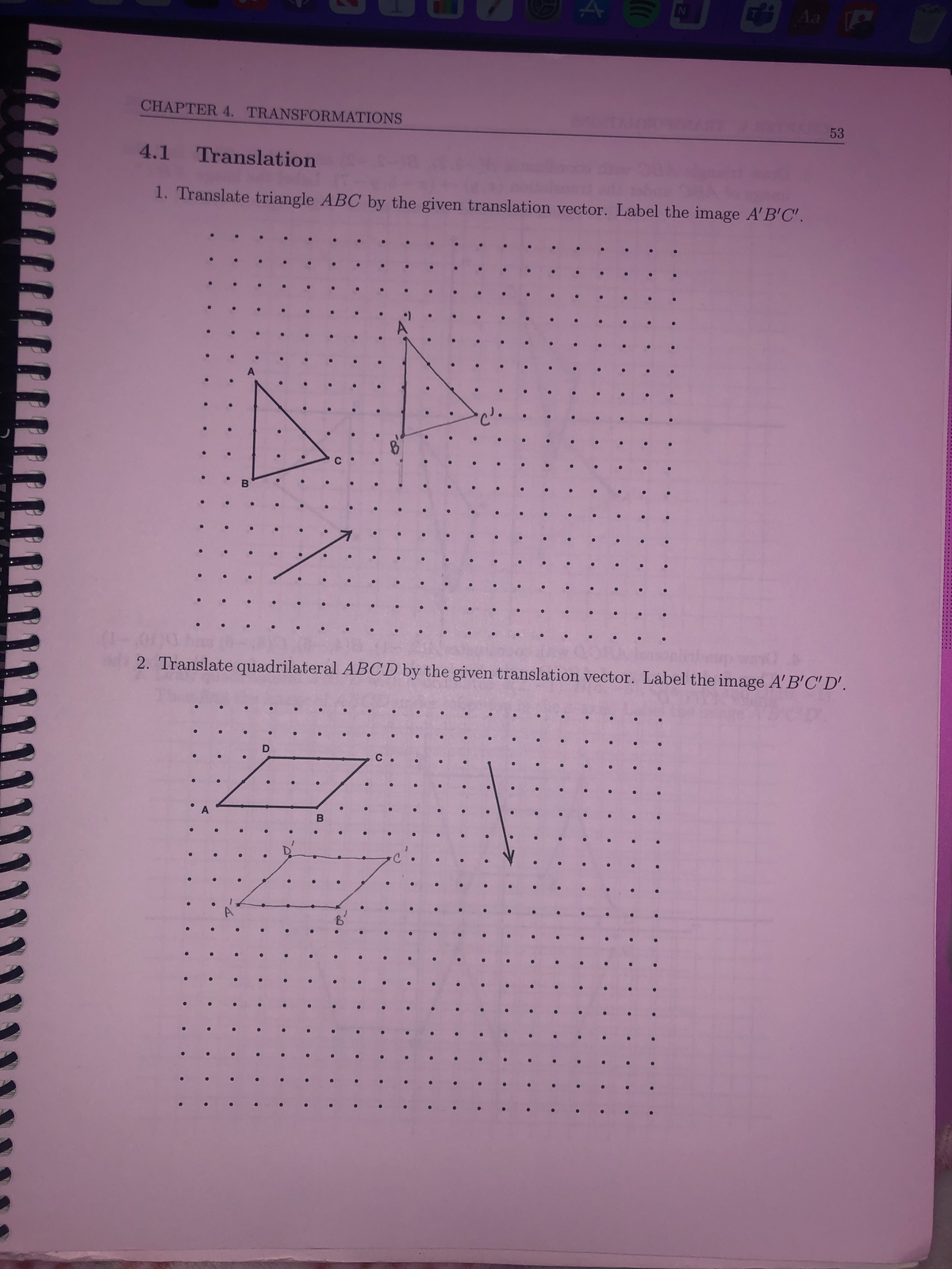 Translation - How to translate shapes on a graph. - CHAPTER 4 ...