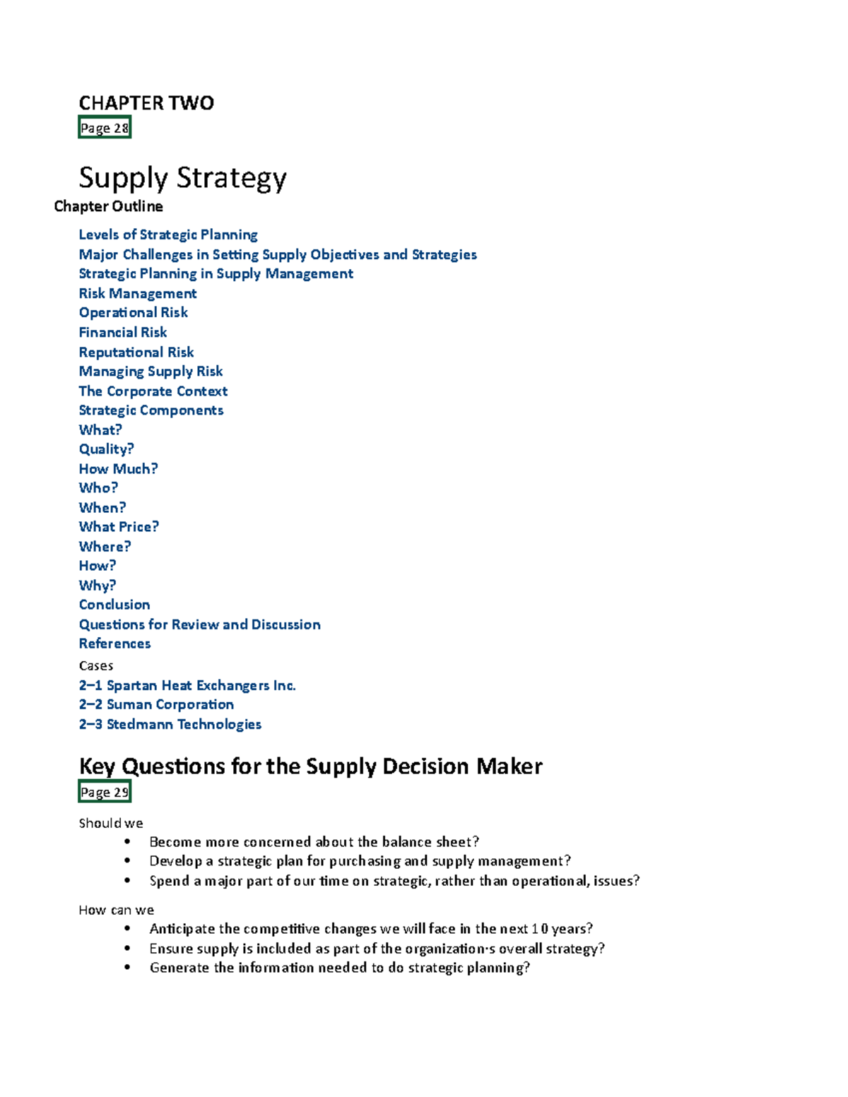 Chapter 2 - Supply Strategy - CHAPTER TWO Page 28 Supply Strategy ...
