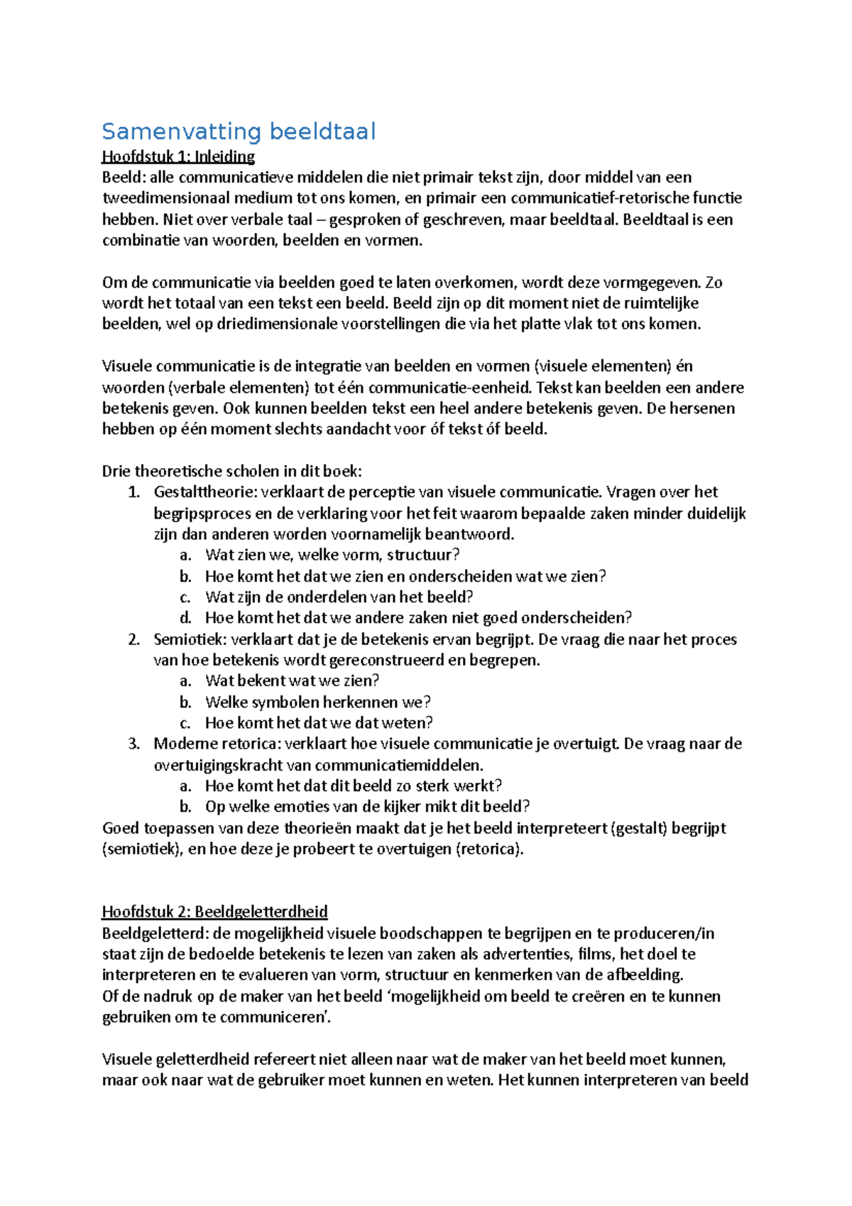 Beeldtaal samenvatting boek - Samenvatting beeldtaal Hoofdstuk 1 ...