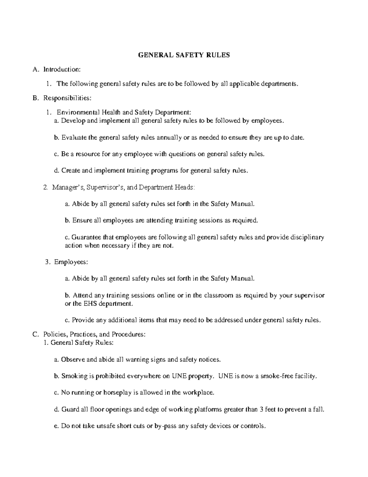 General safety rules - mapeh - GENERAL SAFETY RULES A. Introduction: 1 ...