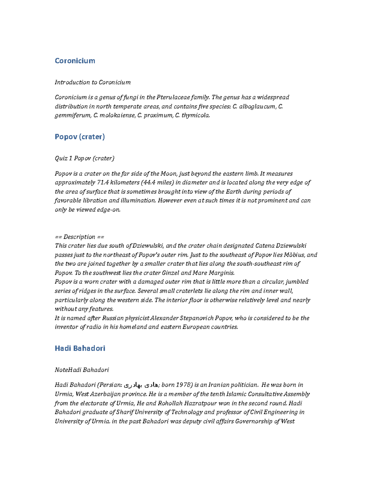 HIST123 Quiz Coronicium - Coronicium Introduction to Coronicium ...