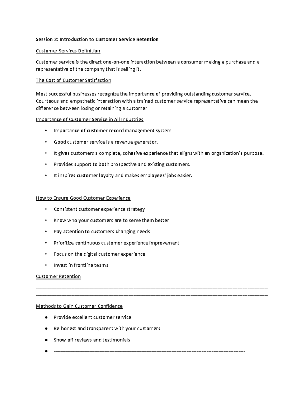 Excellence in Service in the Digital Era Handout - Session 1 - Session ...