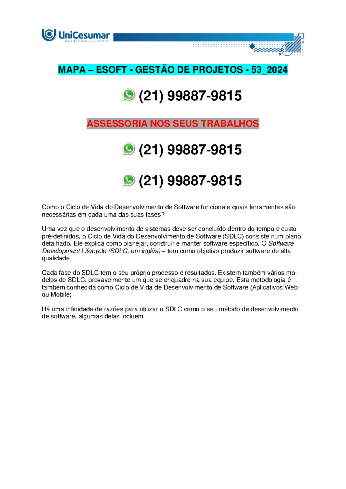 MAPA – ESOFT – GESTÃO DE PROJETOS – 53_2024 - MAPA – ESOFT - GESTÃO DE PROJETOS - 53 _ (21 ...