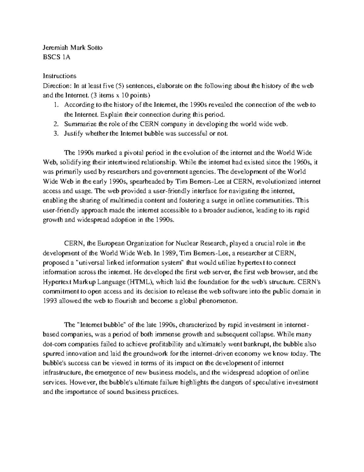 Activity that need to pass - Jeremiah Mark Sotto BSCS 1A Instructions ...