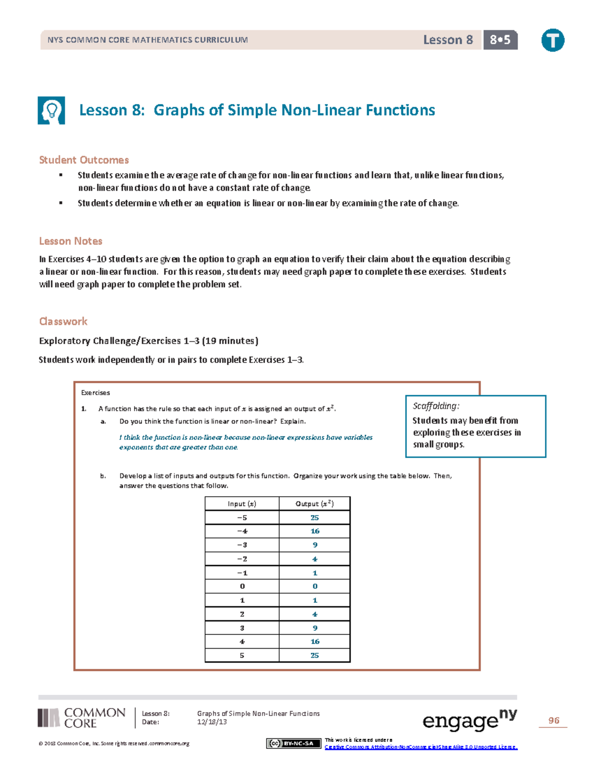 Graphs of Simple Non-Linear Functions - Students determine whether an ...