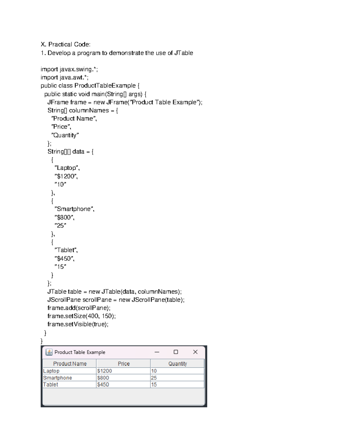 AJP Exp 8 OP - aaaa - X. Practical Code: Develop a program to ...