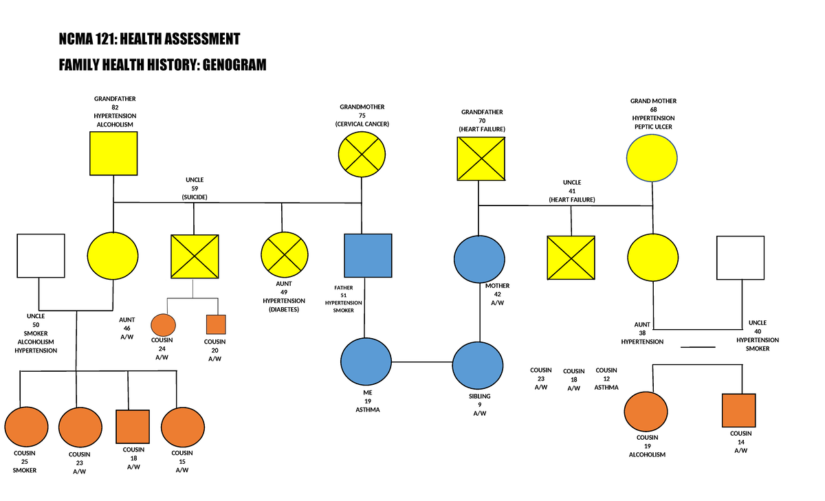 Genogram - dddd - NCMA 121: HEALTH ASSESSMENT FAMILY HEALTH HISTORY ...