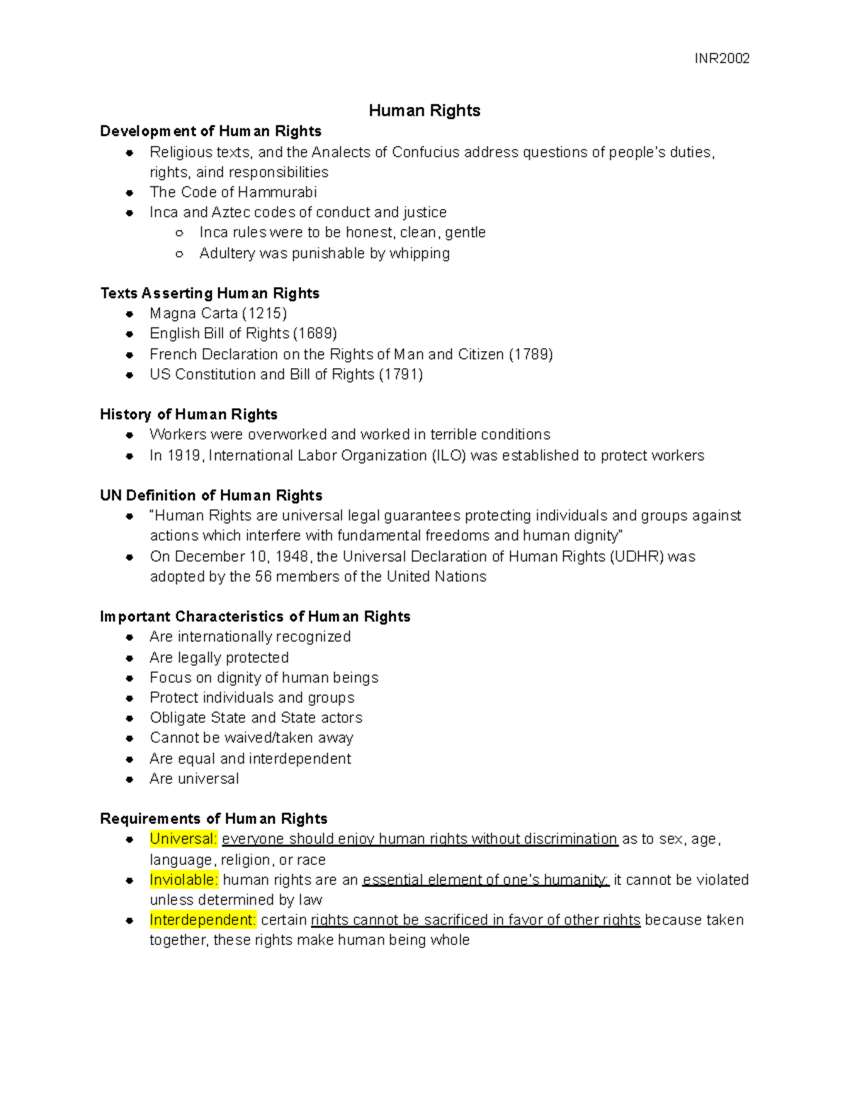 10.20.20 Human Rights Lecture - Human Rights Development of Human ...
