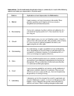 Math Activity - Applications of mathematics in our everyday life ...