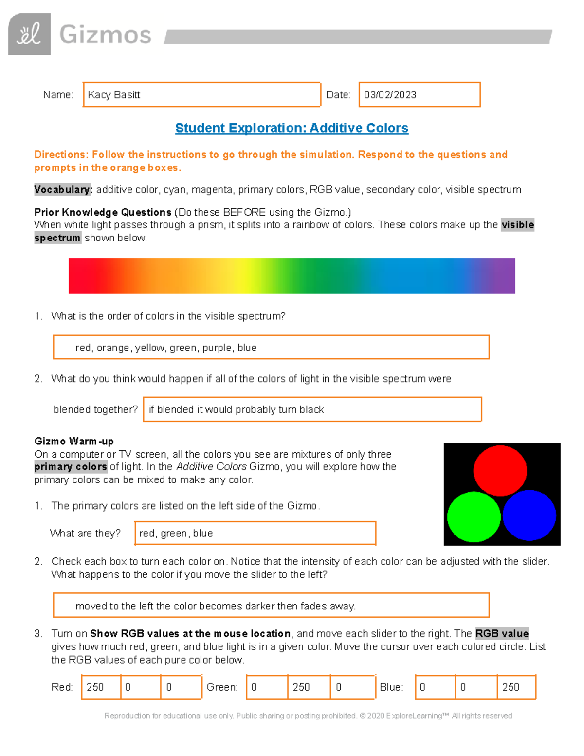 KACY Bassitt - Additive and Subtractive Colors - Name: Kacy Basitt Date ...