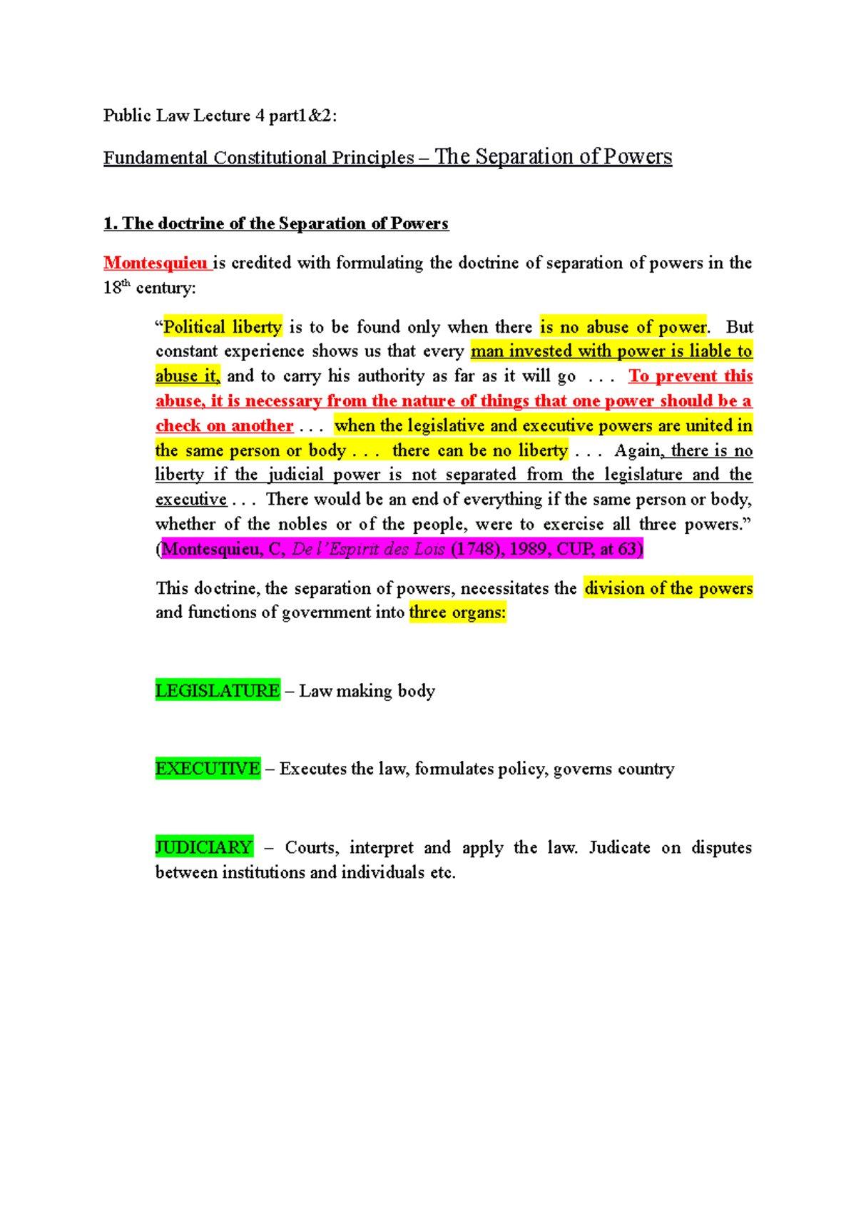 Separation of Powers - The doctrine of the Separation of Powers ...