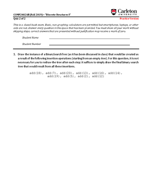 A1 COMP2402 Fall 2021 - Assignment 1 COMP 2402 AB - Fall 2021 Assignment Due: Sunday September ...