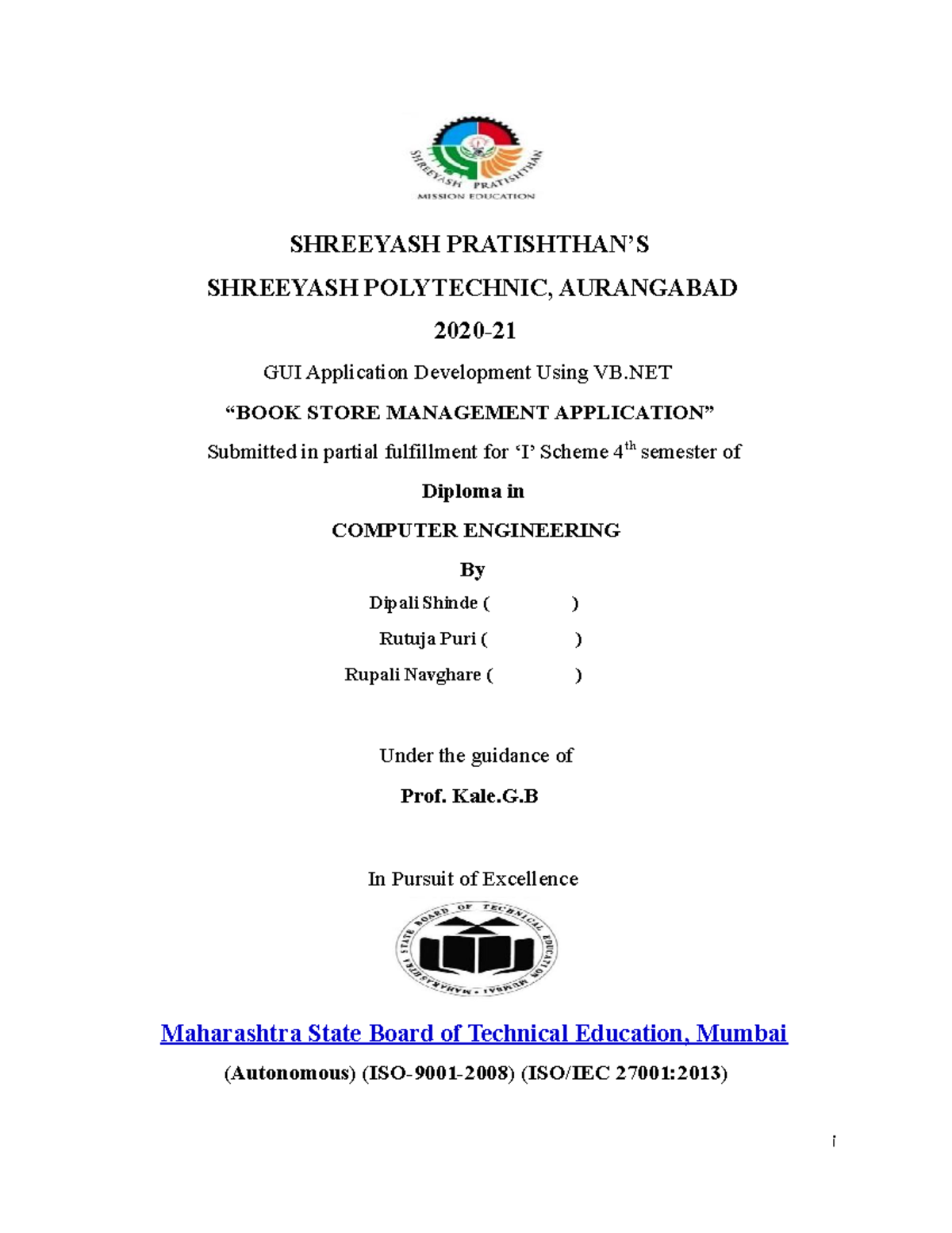 GAD - SHREEYASH PRATISHTHAN’S SHREEYASH POLYTECHNIC, AURANGABAD 2020 ...
