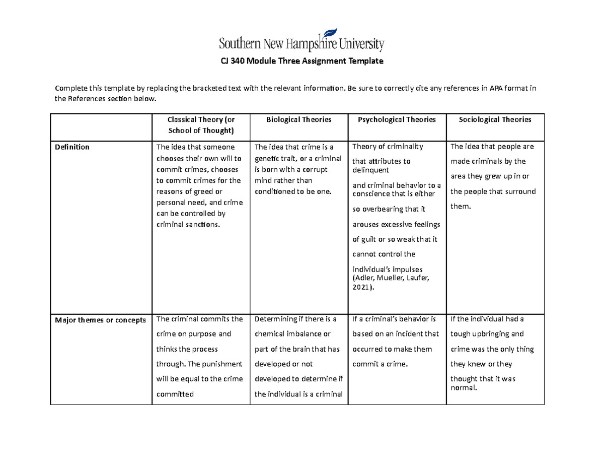 CJ 340 Module three Assignment - Be sure to correctly cite any ...