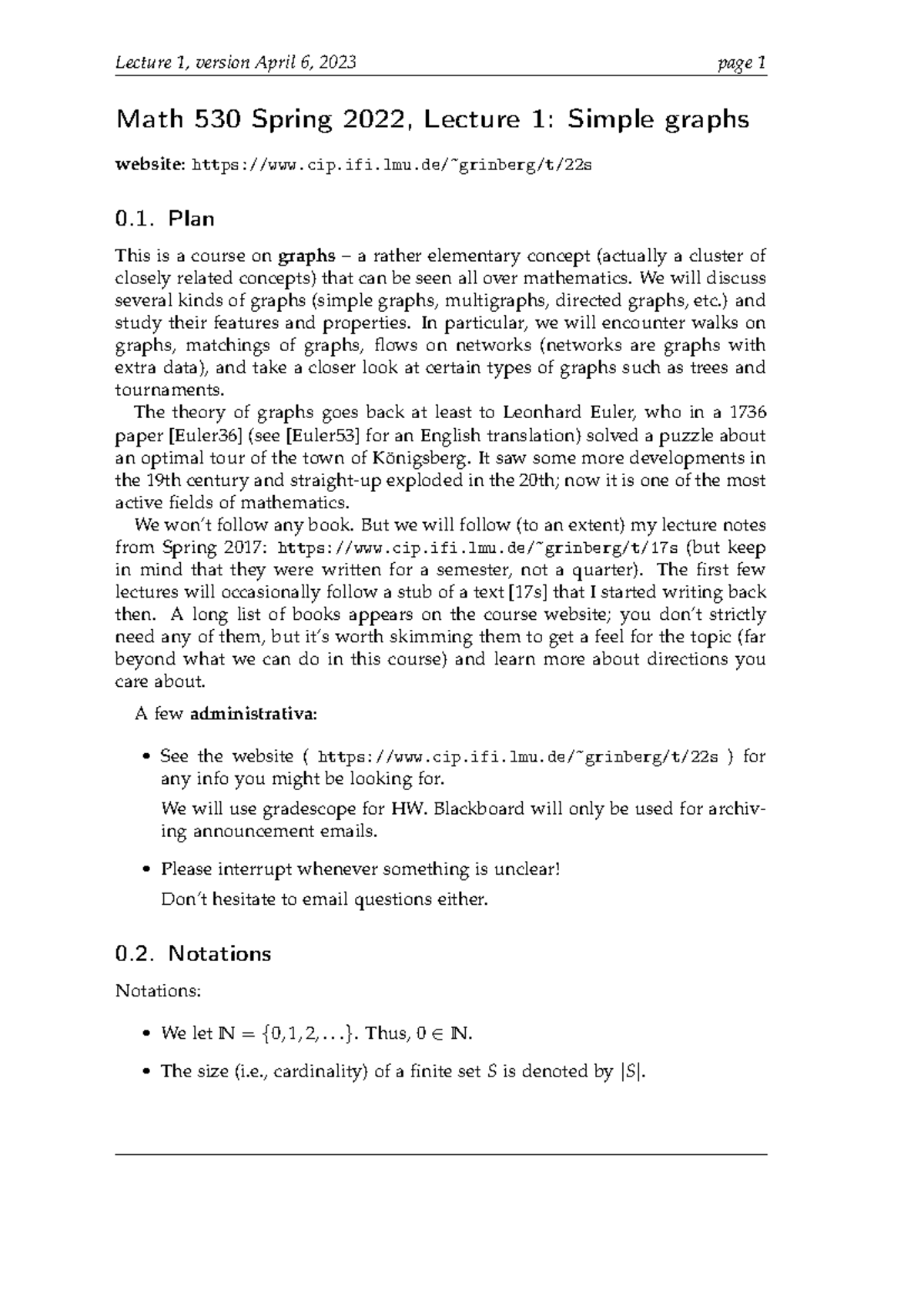 Lec1, simple graph - Math 530 Spring 2022, Lecture 1: Simple graphs website: - Studocu